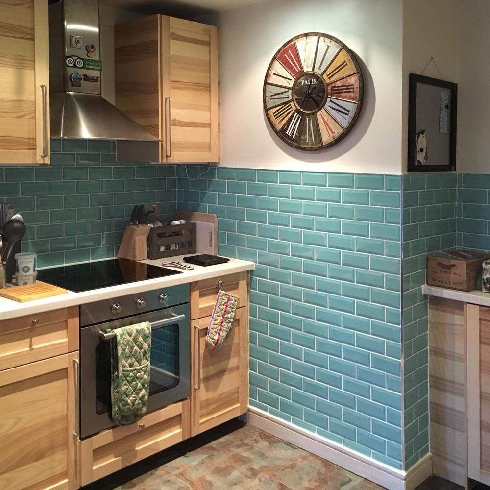 Margot Added A Splash Of Teal To Her Kitchen With Crackle Metro Tiles ...