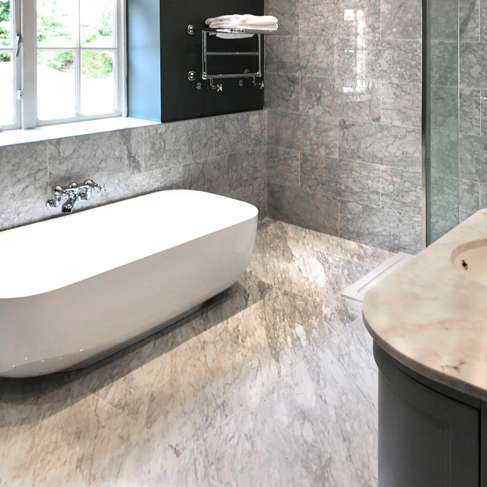 Michelle Created A Luxury Bathroom with Italian Carrara Marble Tiles ...